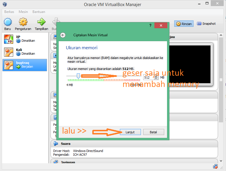 cara install dan menjalankan bugtraq di oracle VM Virtual Box | Blog Mencari Berkah