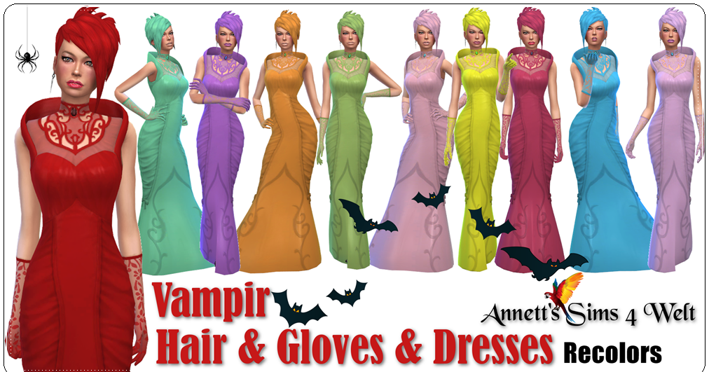 Annett's Sims 4 Welt: Vampires - Hair & Dresses & Gloves - Recolors