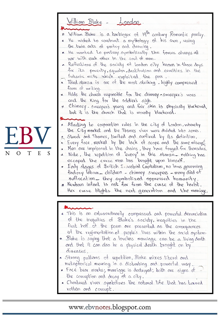 TOPPER'S NOTES: "London" | William Blake | Short Exam Notes