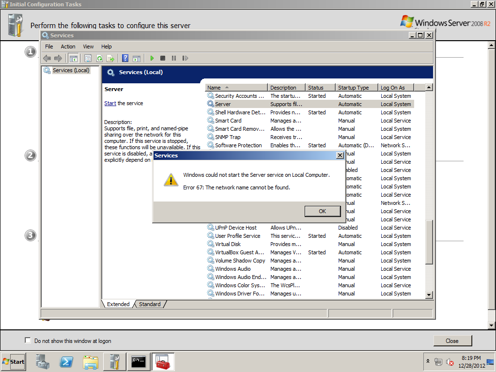 The Admin's Ramblings: Windows Server 2008 R2: Server Service Fails to ...