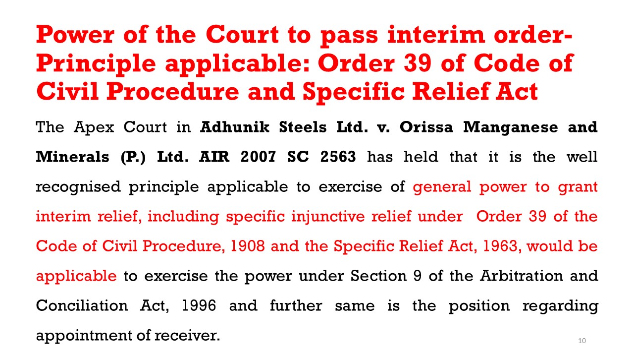 Legal Point: Interim Measures by Court under the Arbitration and ...