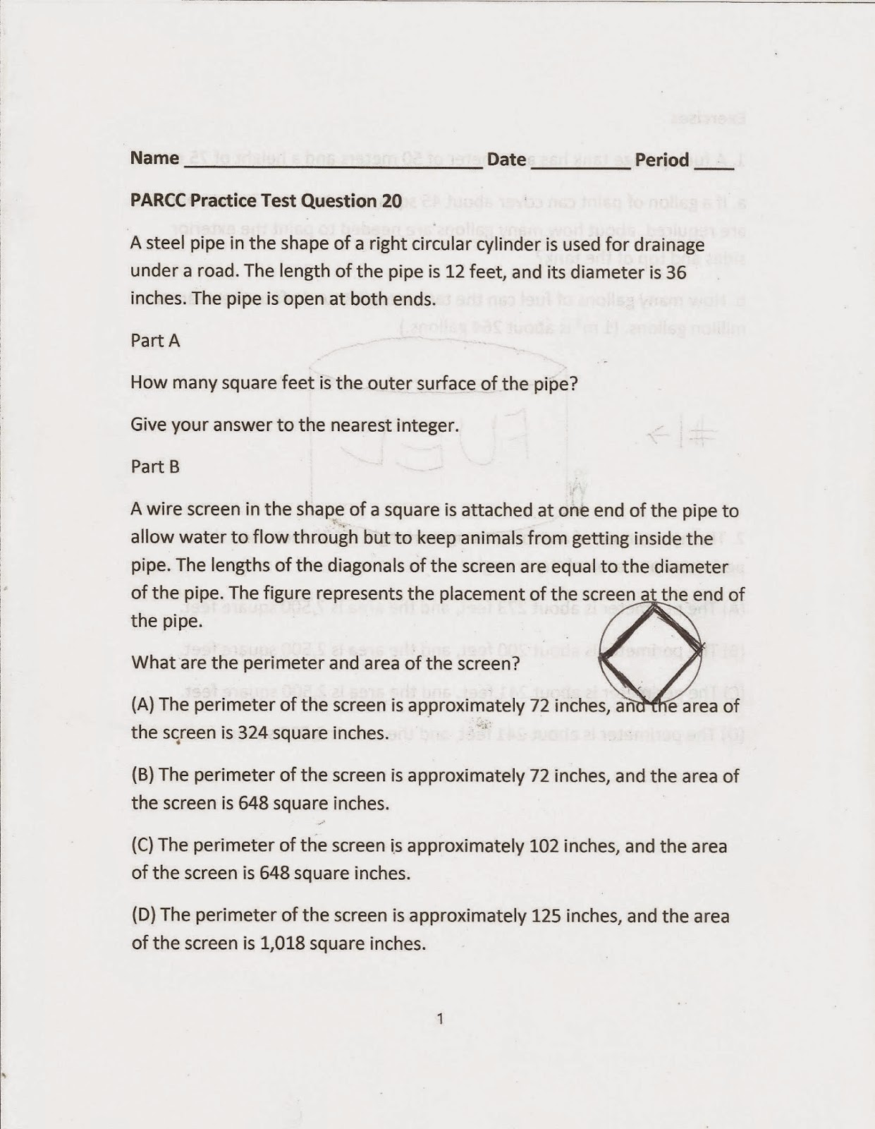 Geometry, Common Core Style: PARCC Practice Test Question 20 (Day 165)