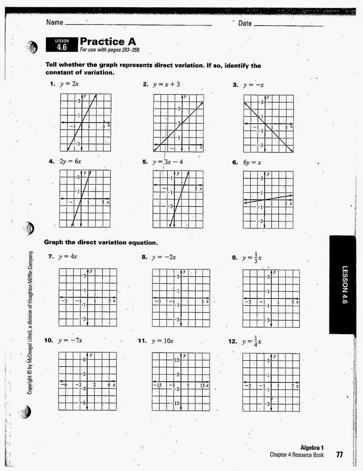 Heidemann 8th Grade Math: Algebra 10/20