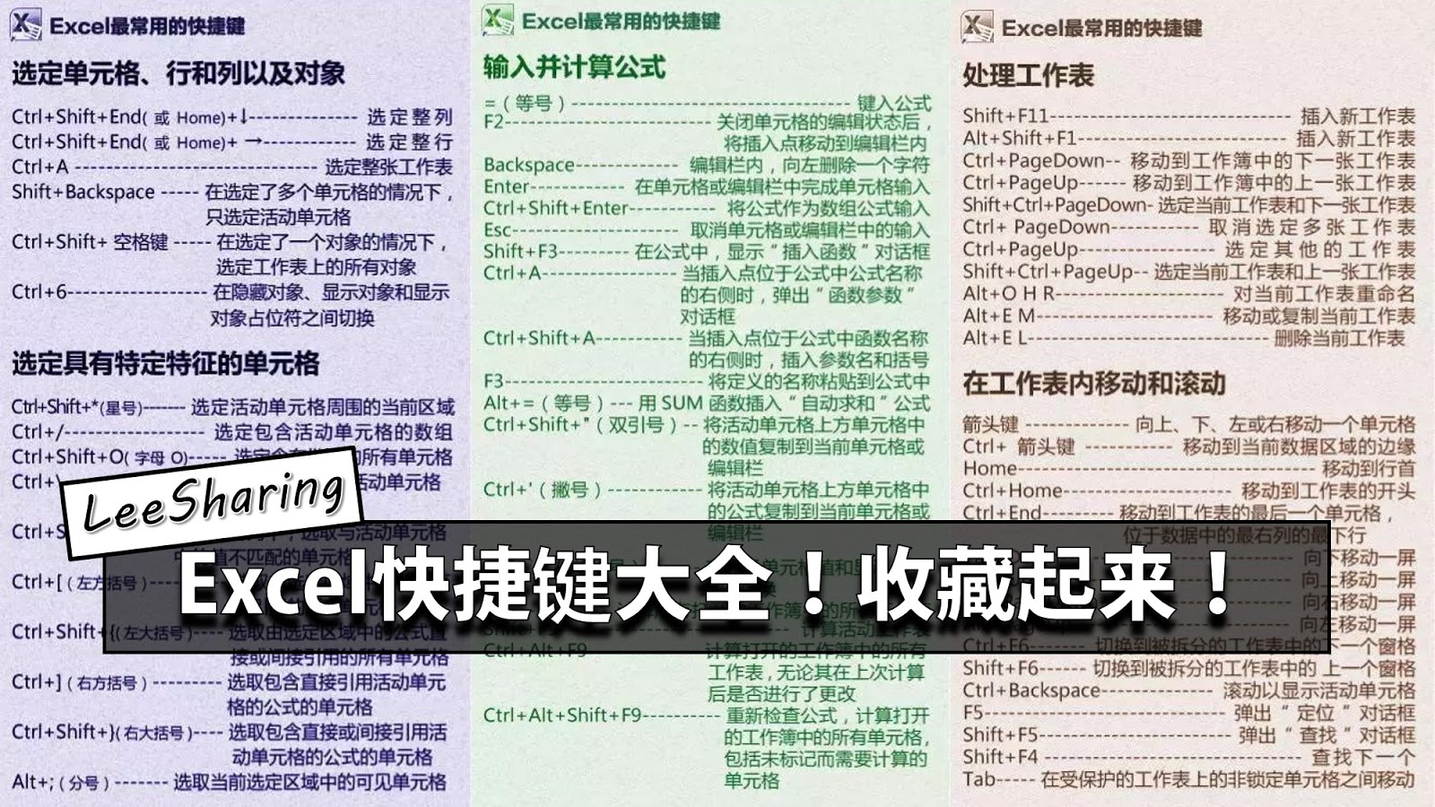 别只会Ctrl+C和Ctrl+V！这些Excel快捷键大全收藏起来！ - Leesharing