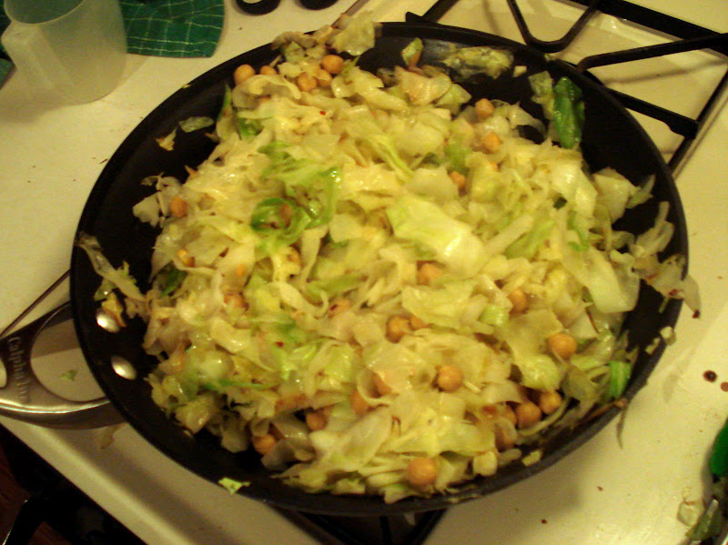 My Big Green Cookbook: Spicy Sautéed Cabbage with Chickpeas and Parmesan