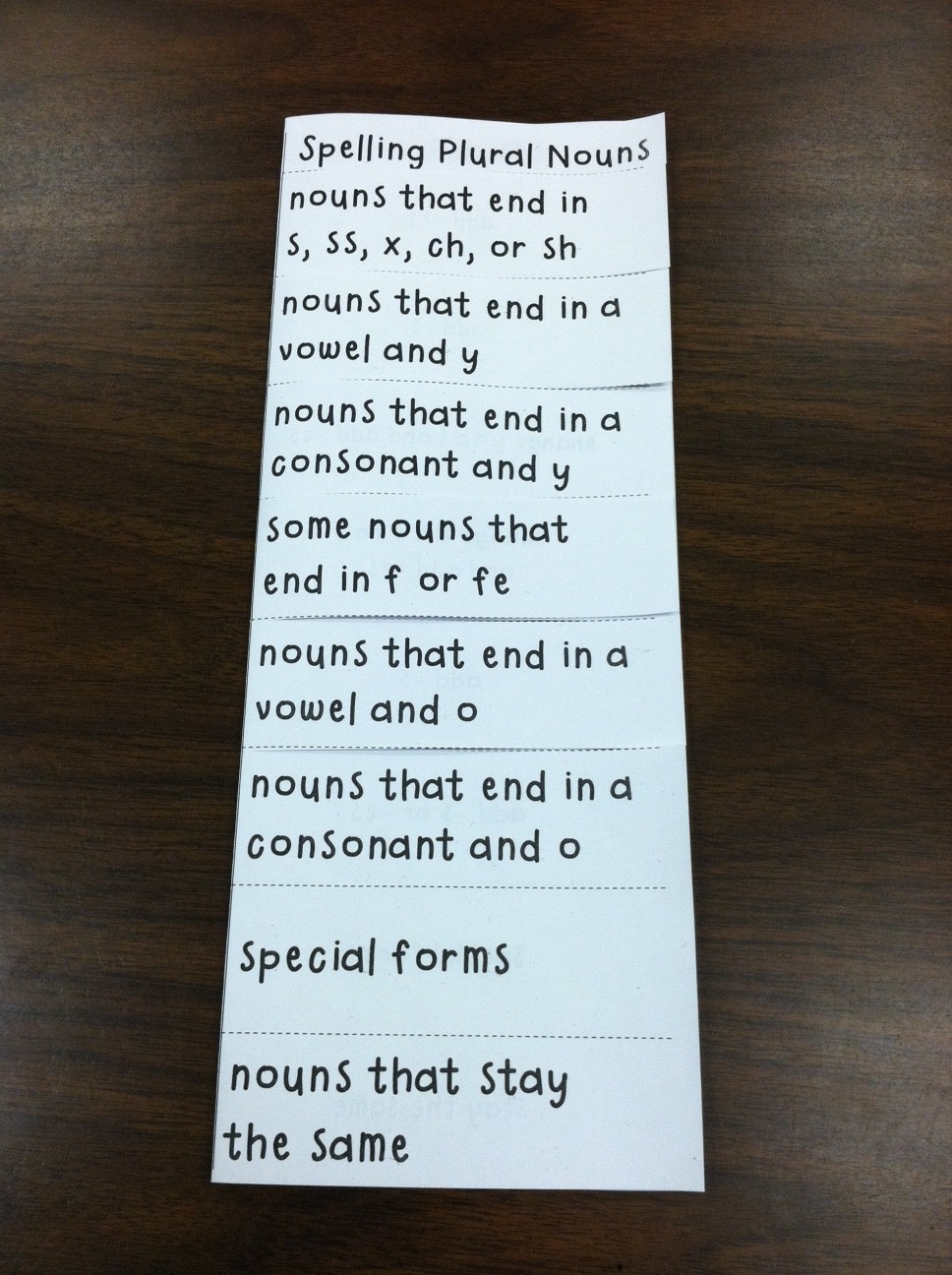 Tearless Teaching: Plural Noun Foldable Graphic Organizer