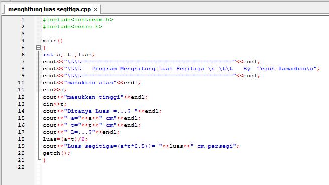 MENGHITUNG LUAS SEGITIGA DENGAN C++ - teguhrm