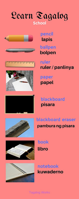 Office, school things and Dinnerwares in Tagalog.