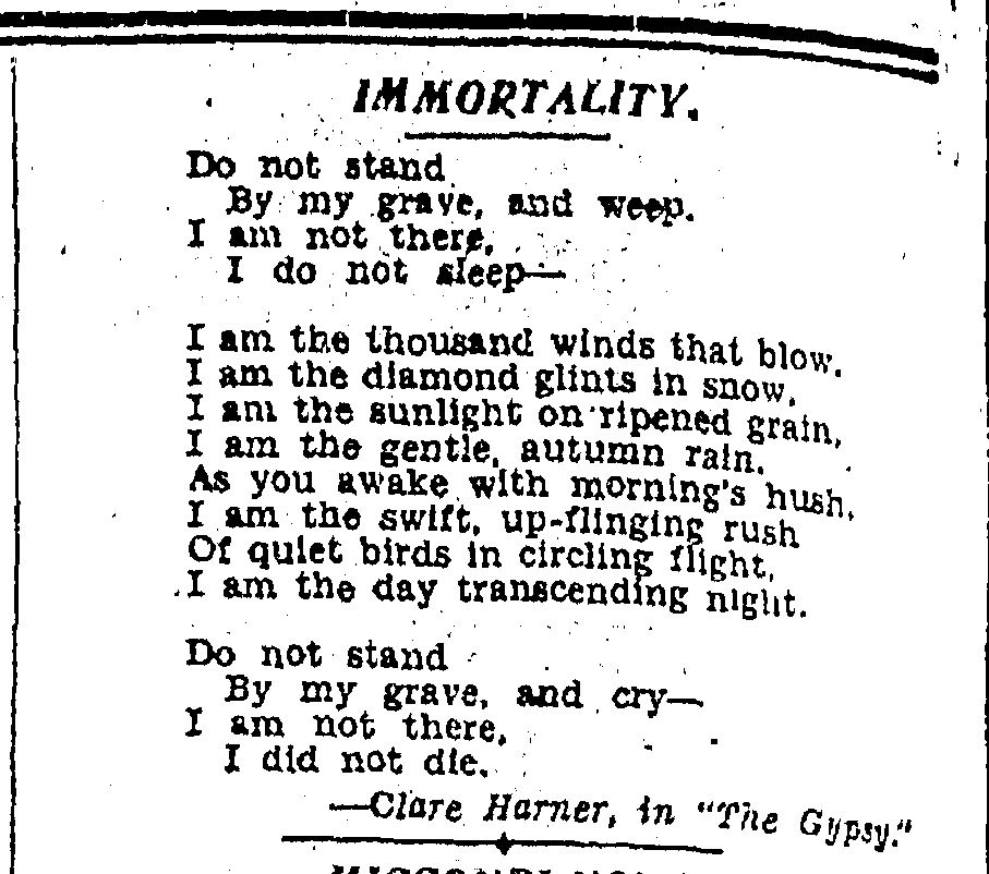 Clare Harner, poet of immortality: Notes and Queries