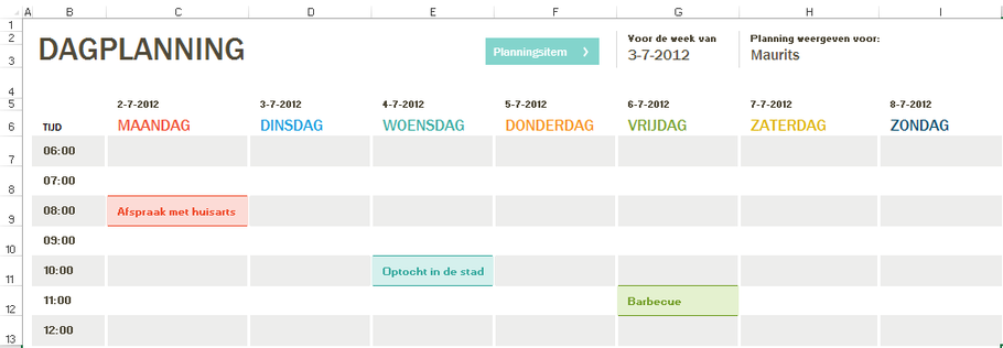 Excel(-)leren: Dagplanning / Agenda in Excel