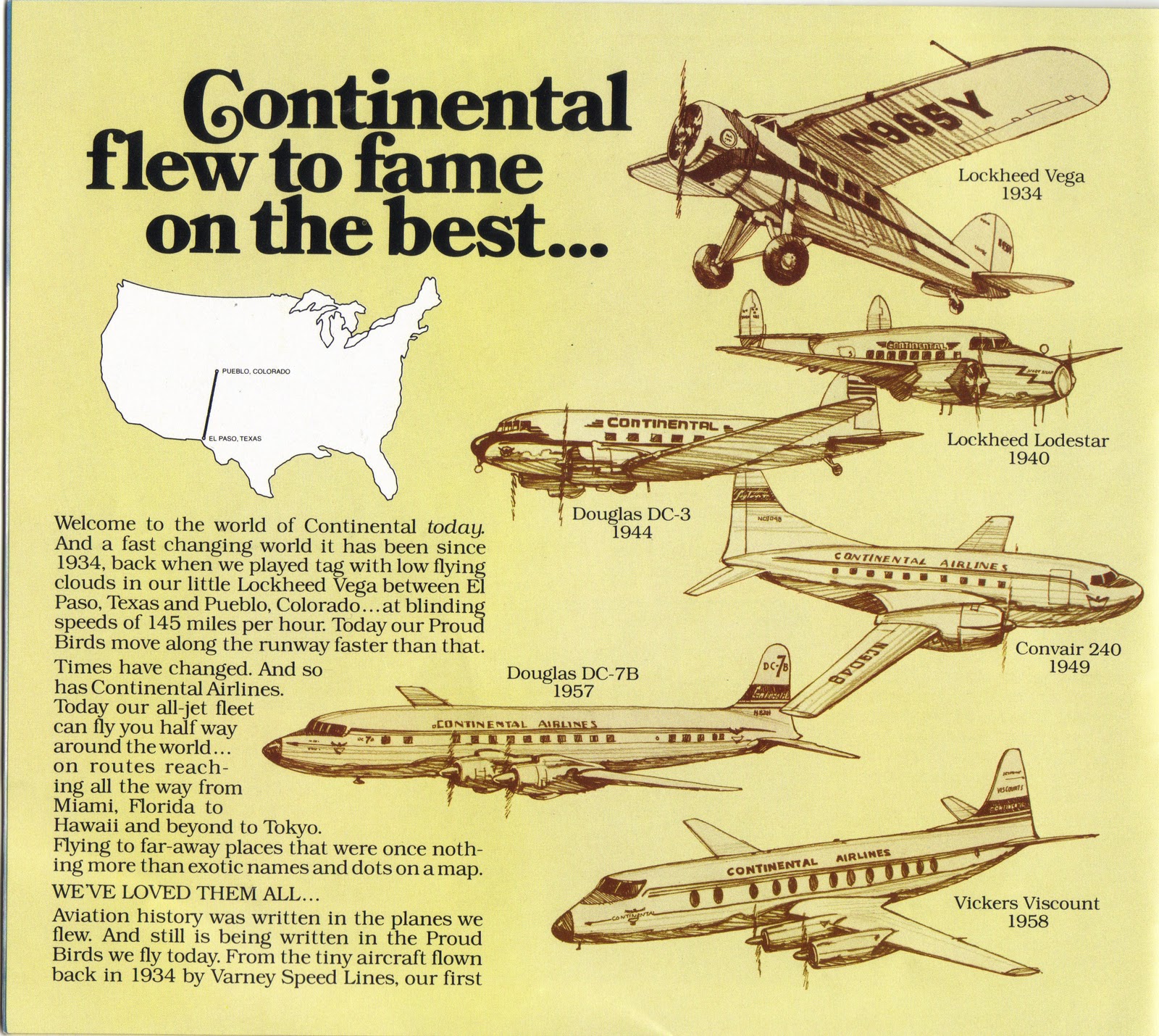 Airlines Past & Present: Continental Airlines Inflight Service Brochure ...