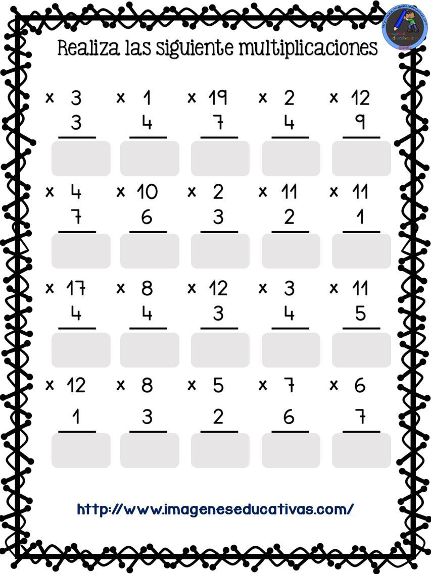 Fichas de Primaria: Multiplicaciones sencillas