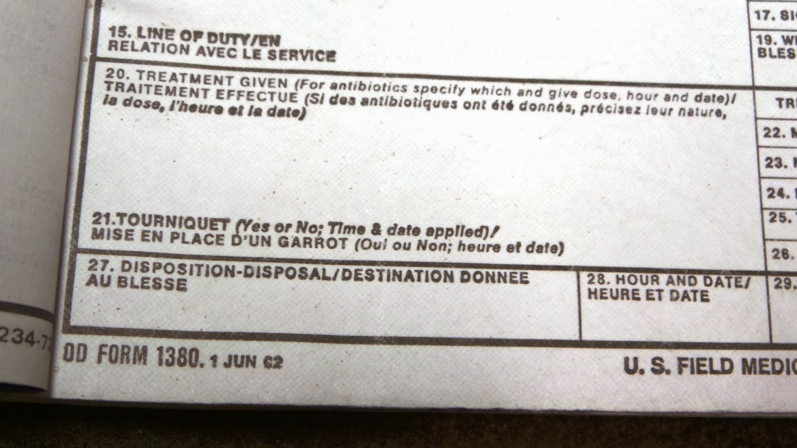 Webbingbabel: US Army / USMC Field Medical Cards