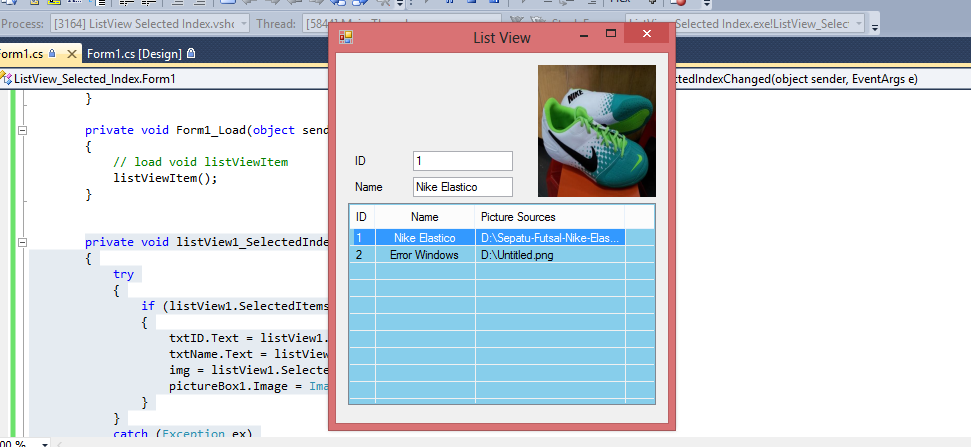 C Listview Selected Index To Text Box And Picture Box Relax