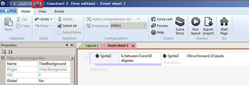 kakakikikekeのブログ: 【HTML5】Construct2をインストールしてサンプルを動作させてみた