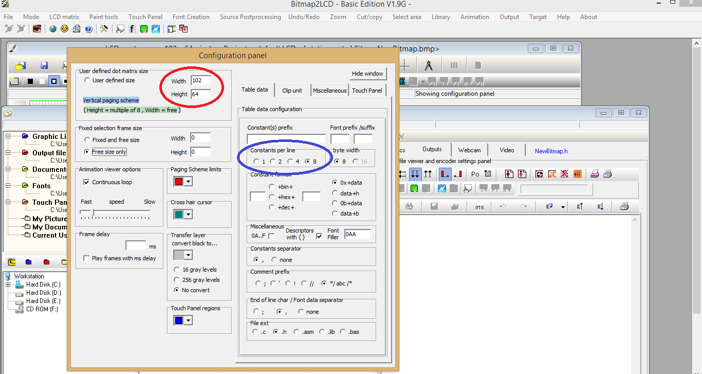 MSP-EXP430F5529 & CCS: Generar array de una imagen con Bitmap2LCDv1.9