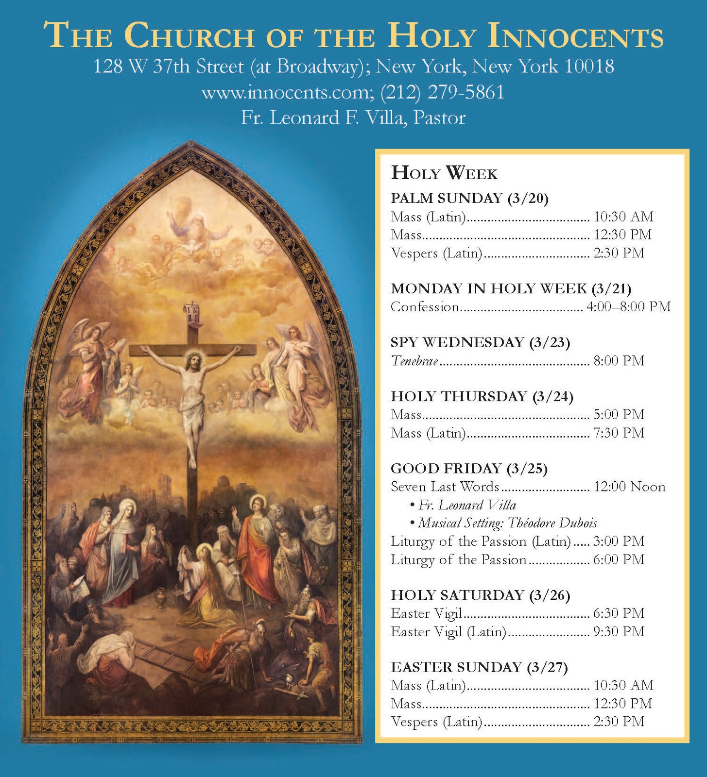 New Liturgical Movement: Holy Week Schedule - Holy Innocents, New York City