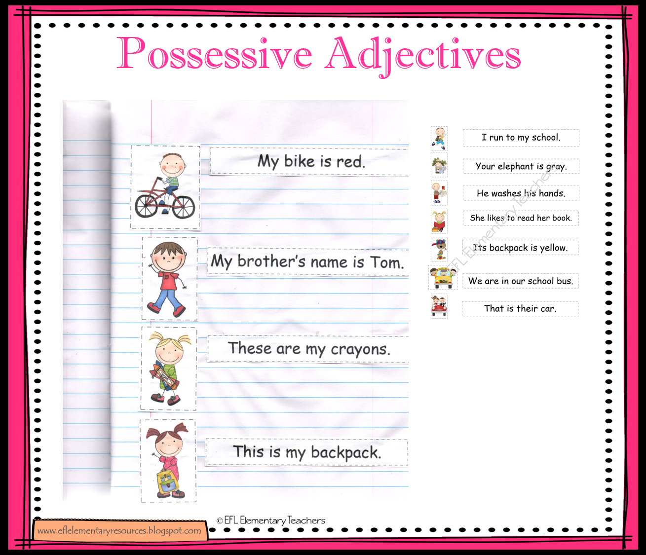 EFL Elementary Teachers: Possessive pronouns, nouns, adjectives, form ...