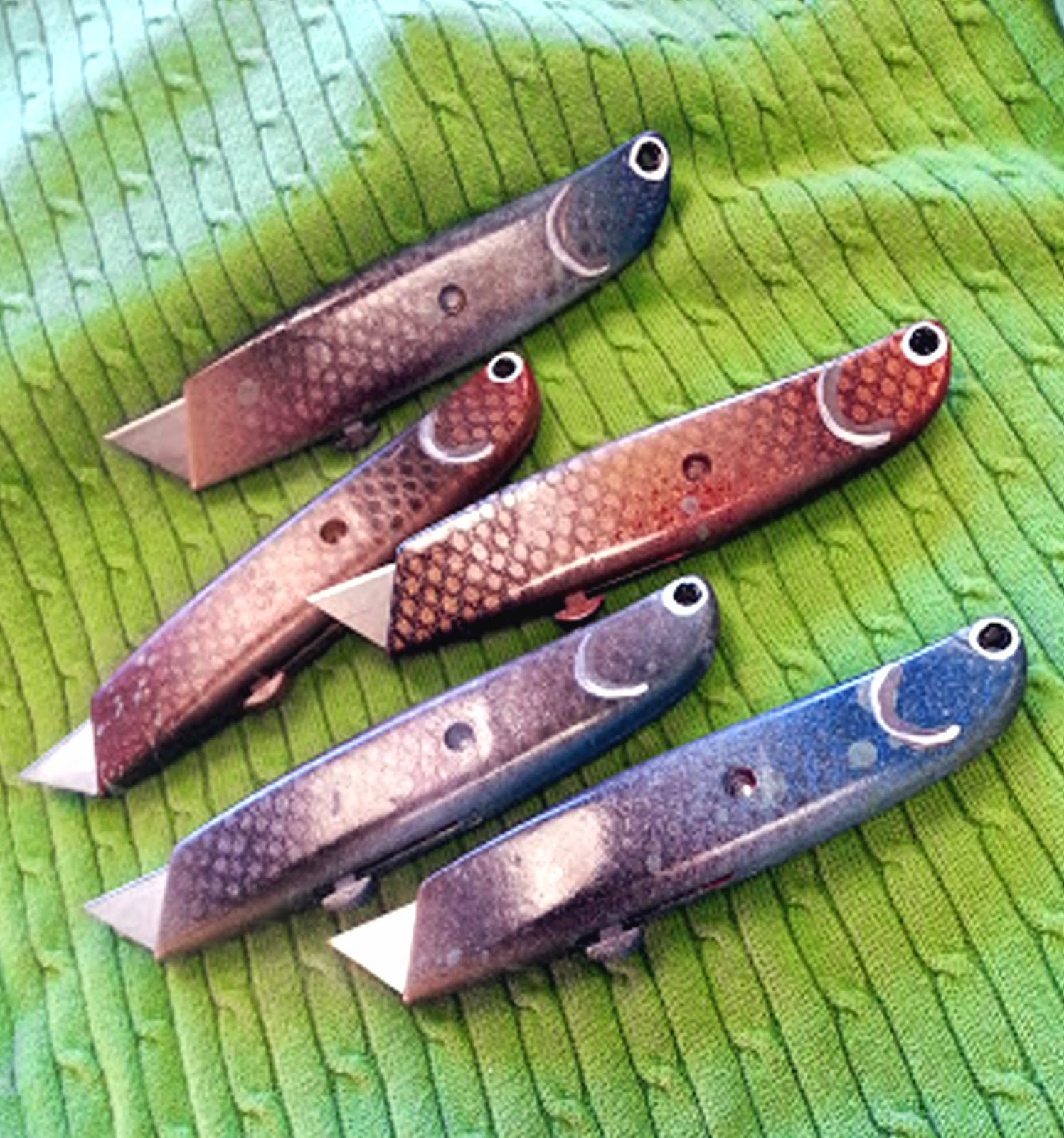 CyndiLou's Graphic Crafts!: Hand Painted Fish Utility Knives
