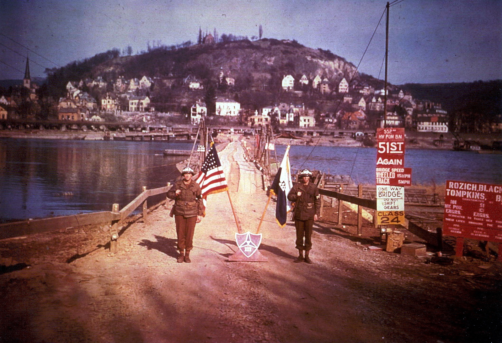 World War II in Color: US MPs Guard a Bridge Over the Rhine