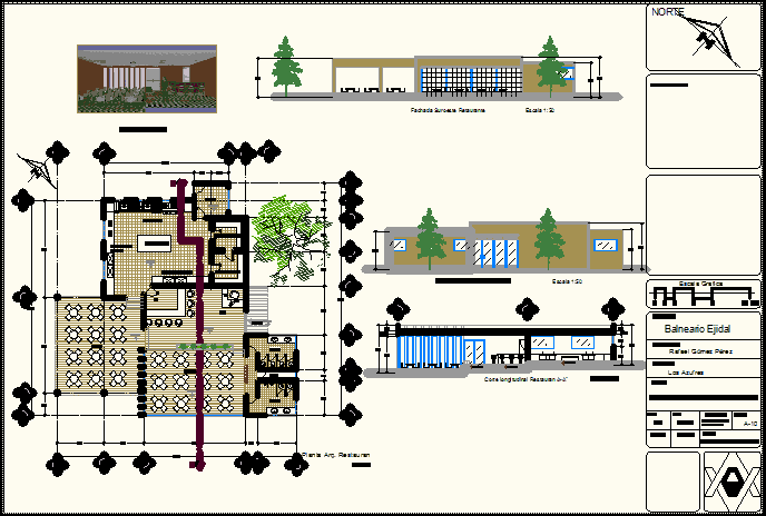 Plan d'un projet de restaurant en dwg ~ Engineering et Architecture
