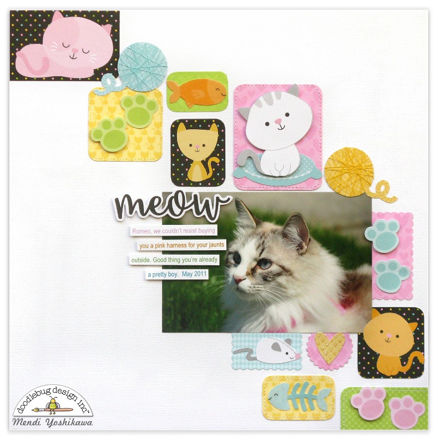 Doodlebug Design Inc Blog: Odds & Ends Challenge: Meow Layout by Mendi