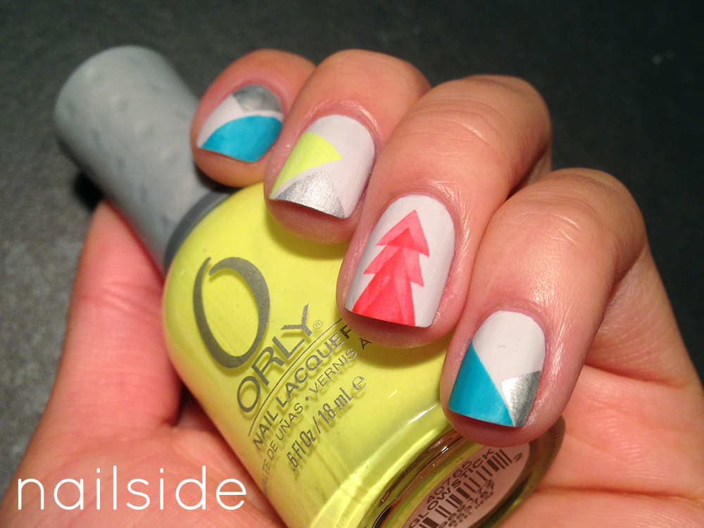 Nailside: Neon geometric Christmas nails