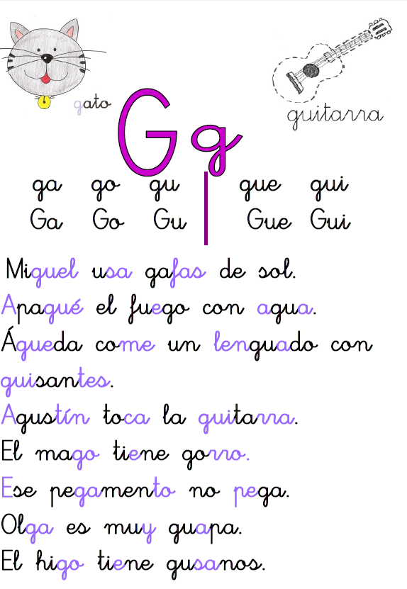 **MI MAESTRA PURI**: Lecturas de las letras g y j.