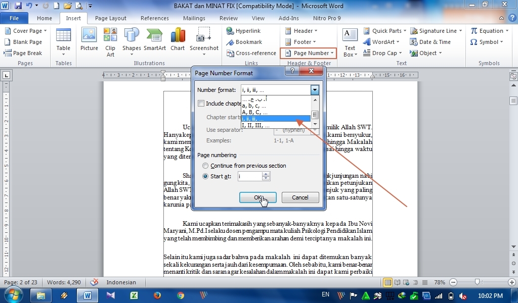 Bulan Jatuh: Cara Penomoran Halaman Romawi dan Angka