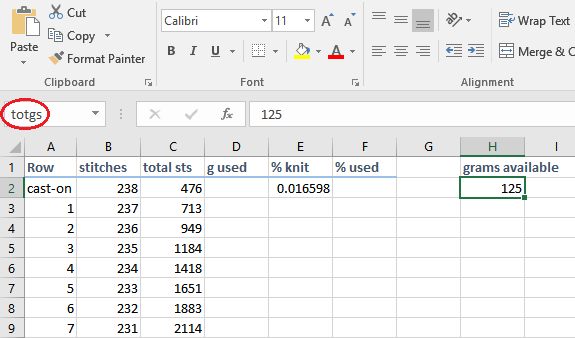 Tossing the Stash: Estimating shawl yardage requirements using Excel
