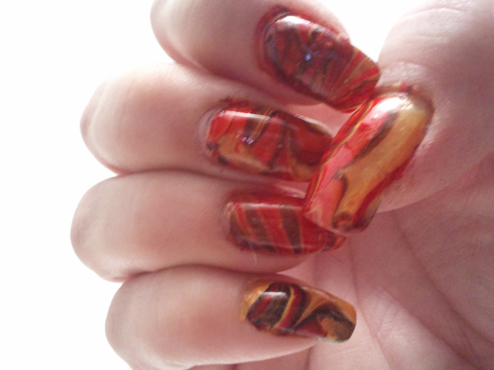 Glittery Fingers & Sparkling Toes: Fall Water Marble (& Tutorial)