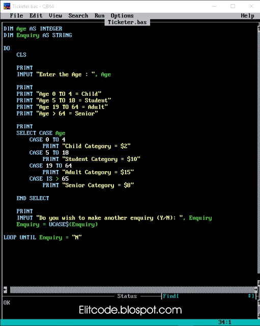 QBASIC TUTORIAL 11 - The QBasic Challenge (End) ~ ELITCODE - Learning ...