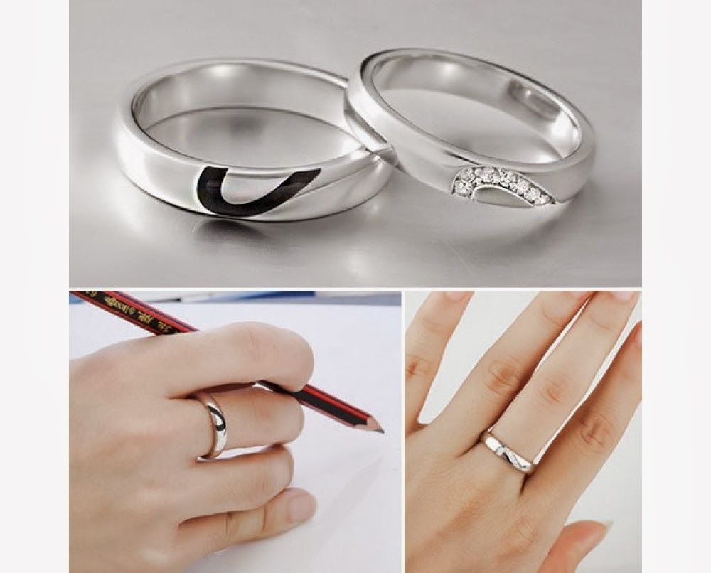 Fashion: Sterling Silver White Gold Plated Lover's Heart Couple Rings ...