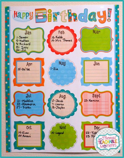 Mrs. Thomas' Teachable Moments: Student Birthdays!