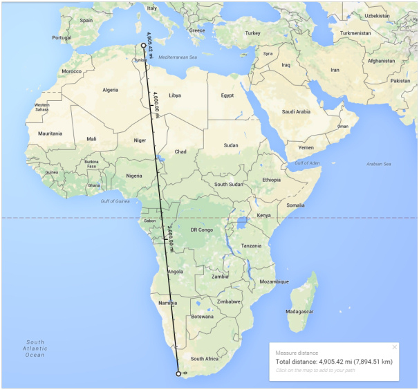 Maps South Africa Distances