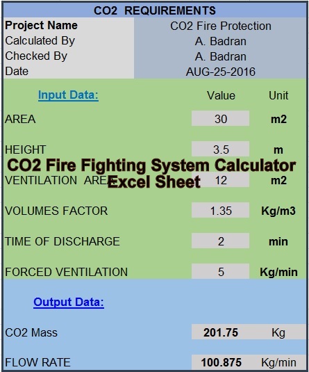 Inert Gas Fire Suppression System Design Calculation Excel - Captions ...