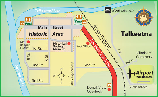Maps of Alaska Roads By Bearfoot Guides: Map of Talkeetna, Alaska