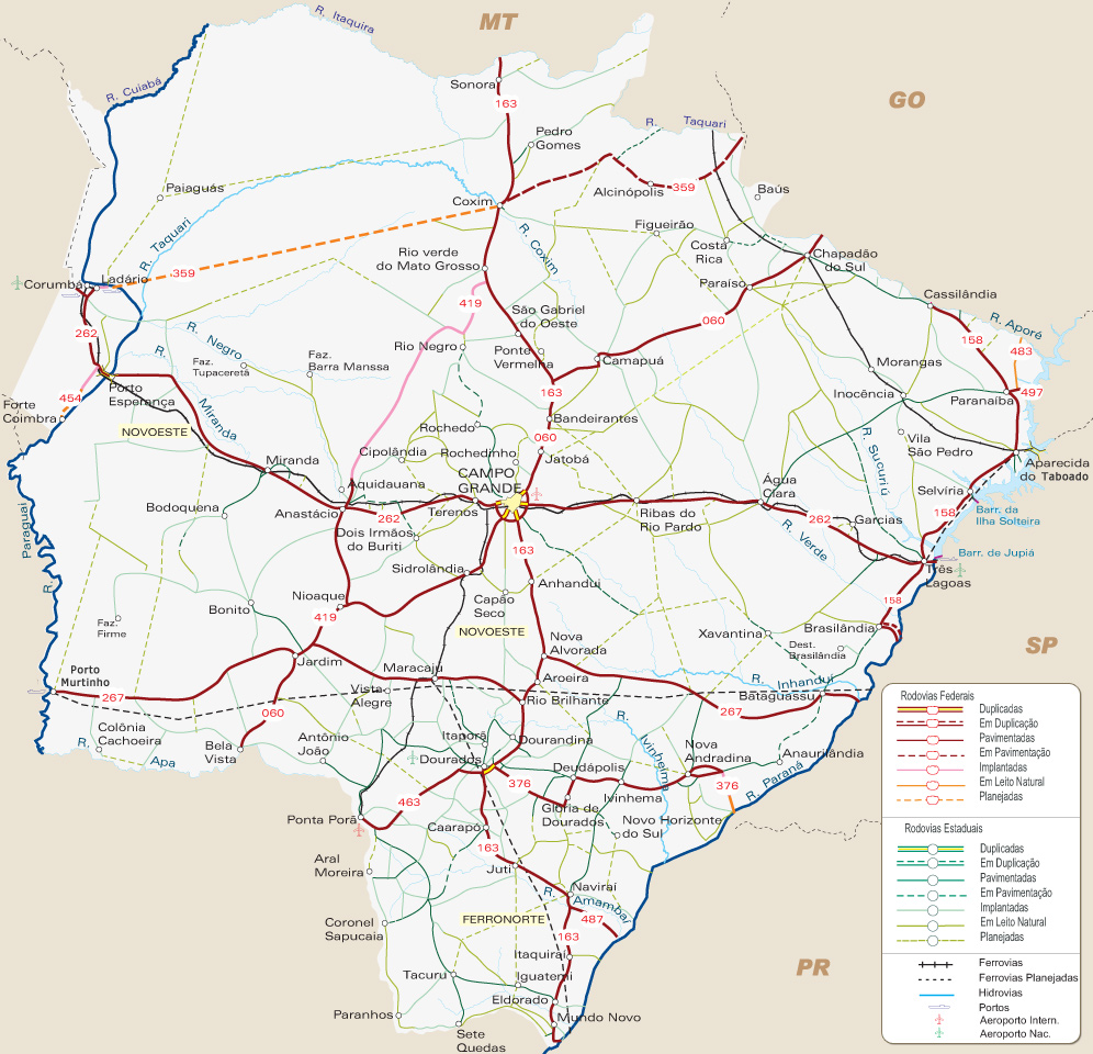 Mapas do Estado do Mato Grosso do Sul - Fox Press™