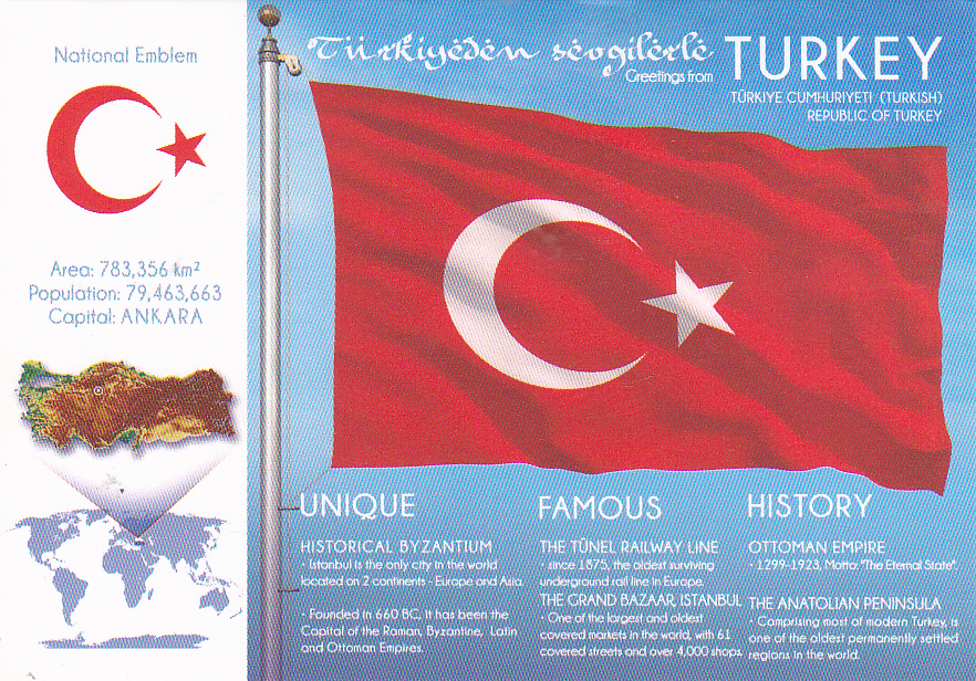 Postcard A La Carte: Turkey - Flags of the World