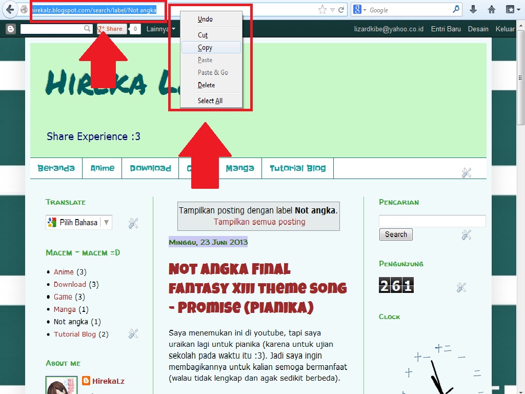 Contoh Memasukkan Alamat web pada Tab