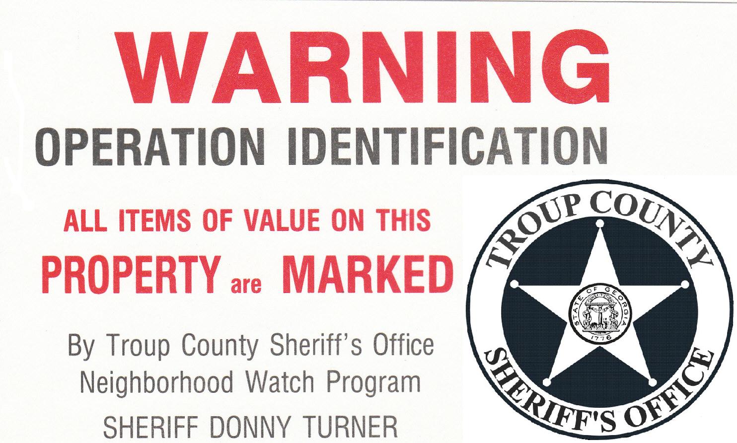 Troup County Sheriff's Office: Operation Identification