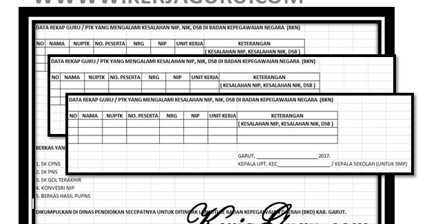 Contoh Format Perbaikan NIP dan NIK - Informasi Guru Kelas