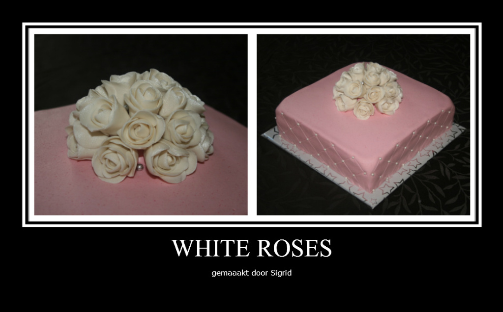 Roze taart met witte rozen