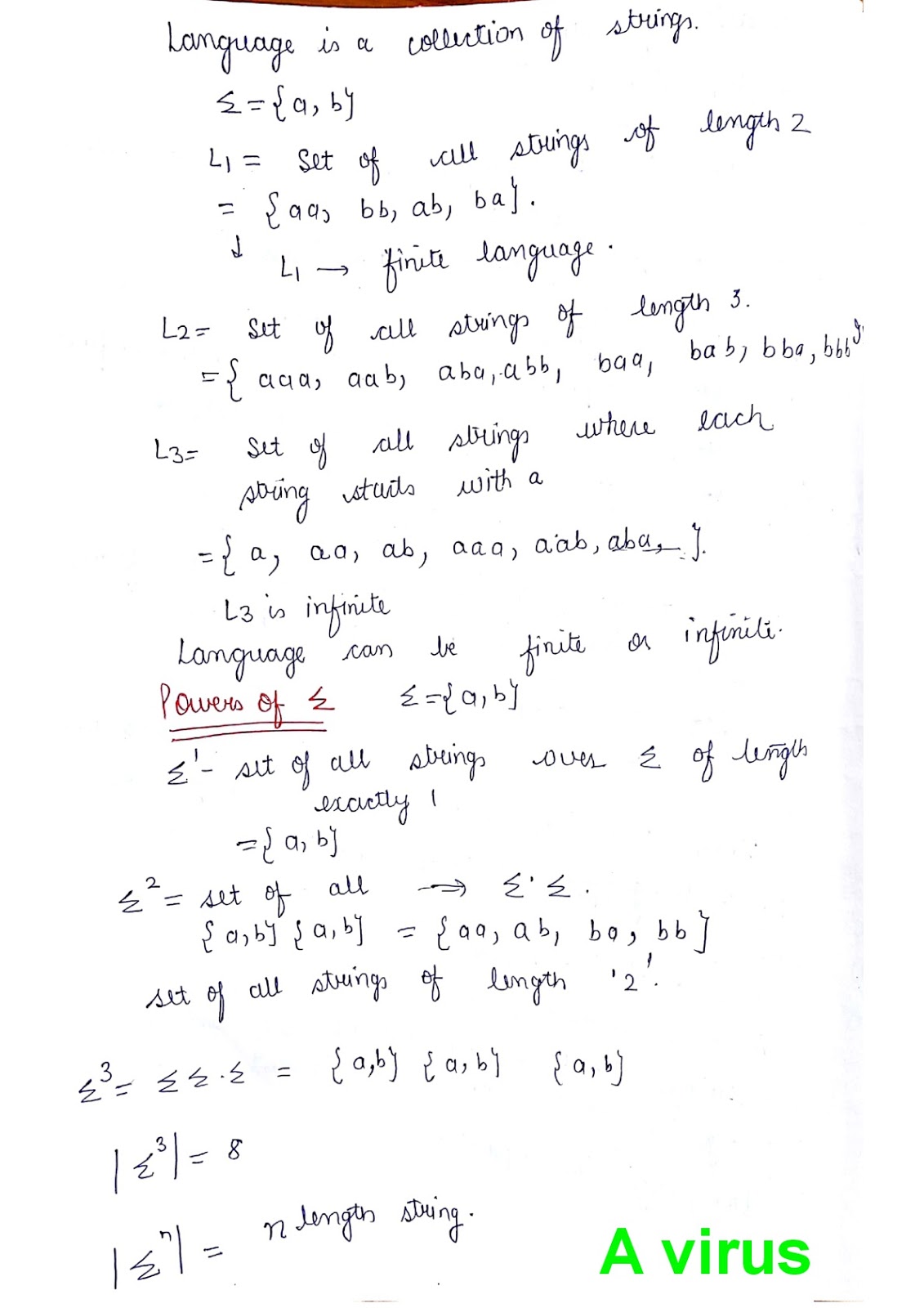 Theory of Computation - A virus