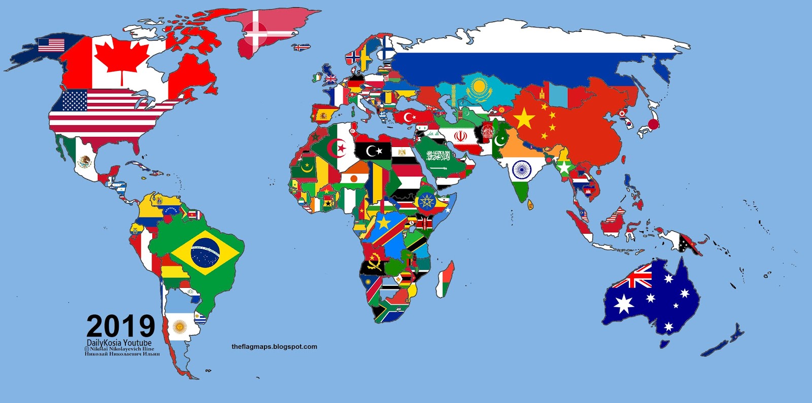 The Flag Maps: The world in 2019