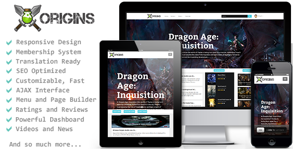 Origins v1.3 – Video Games Portal | Nulled-Code