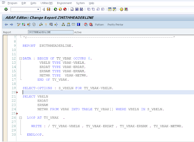 Internal Table with header Line