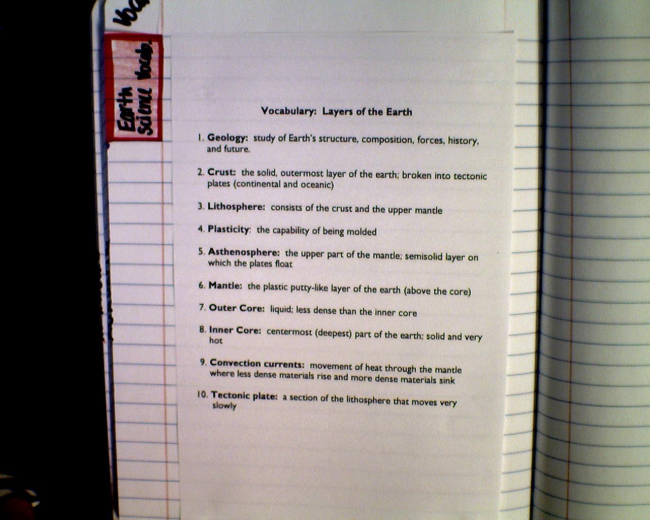 Mrs. Dingler's 6th Grade Science Class: Layers of the Earth Vocabulary