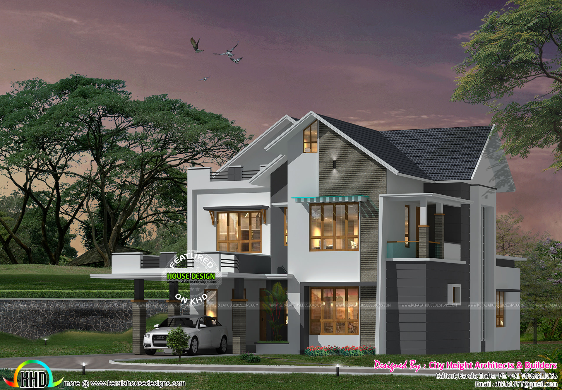 home desain minimalis: Beautiful sloping roof 2788 sq-ft