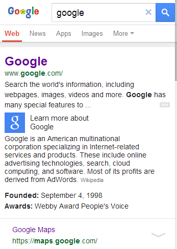 Google Tests Site Info Cards for Mobile